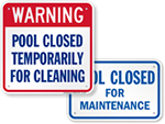 Swimming Pool Closed Signs | Pool Temporarily Closed Signs