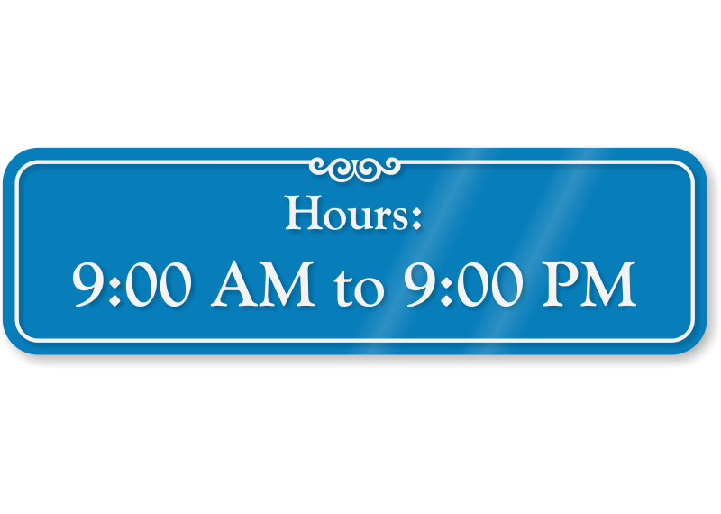 9:00 AM To 9:00 PM Pool Hours ShowCase Wall Sign, SKU: SE-5856