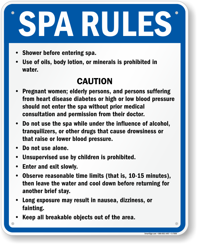 Spa Signs Spa Rules Signs Spa Safety Signs Spa Signs Spa Rules Signs Spa Safety Signs