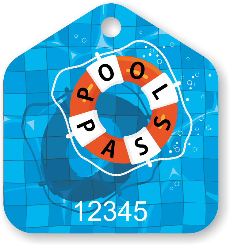 Pool Pass In Pentagon Shape Lifesaver Design Sign SKU TG 1347