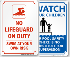 Swim At Your Own Risk No Lifeguard On Duty Sign, SKU: S-7125-KIT