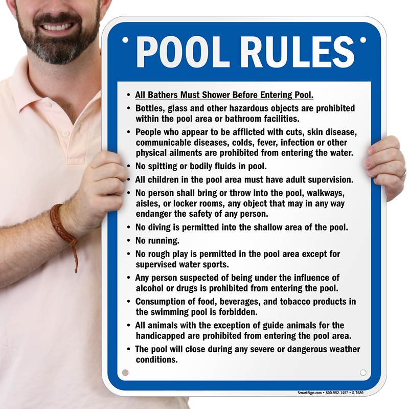 Pool Rules Safety Sign SKU S 7589
